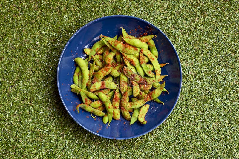 Plate Of Edamame At Japanese Sushi Restaurant Stock Image - Image of ...