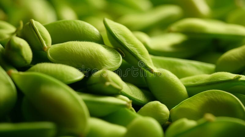 Edamame in a Close-up Shot Macro Shot. Generative AI. Stock ...