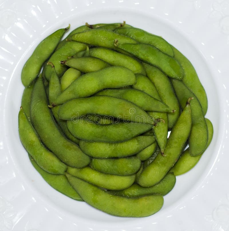 Plate Of Edamame At Japanese Sushi Restaurant Stock Image - Image of ...