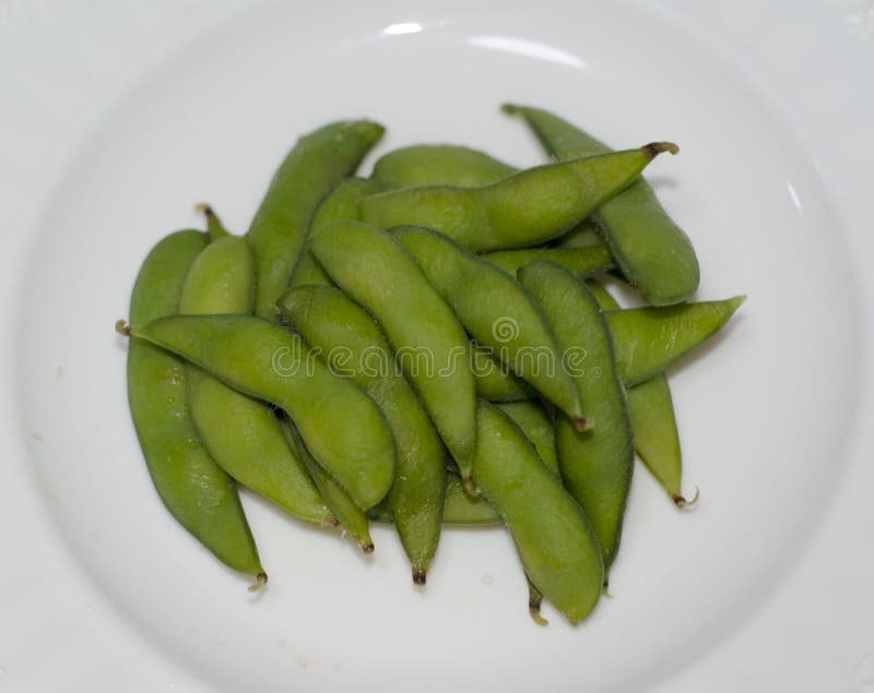 Plate Of Edamame At Japanese Sushi Restaurant Stock Image - Image of ...