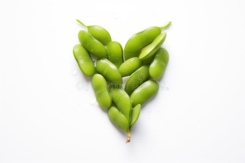 Edamame in Pod Forming a Heart Shape, White Surface Stock Image - Image ...