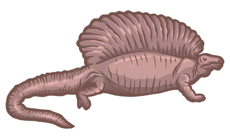 Edaphosaurus Dinosaur - Hand Drawn Vector Illustration Stock ...