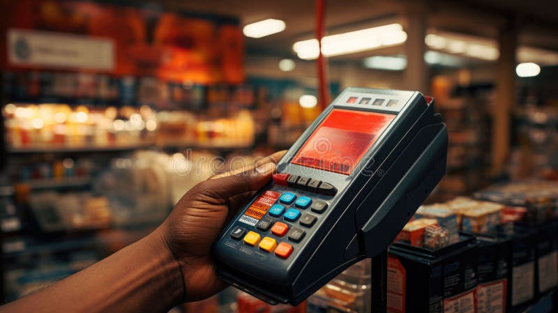 EDC Machine for Credit Card Payment in a Supermarket Stock Illustration ...
