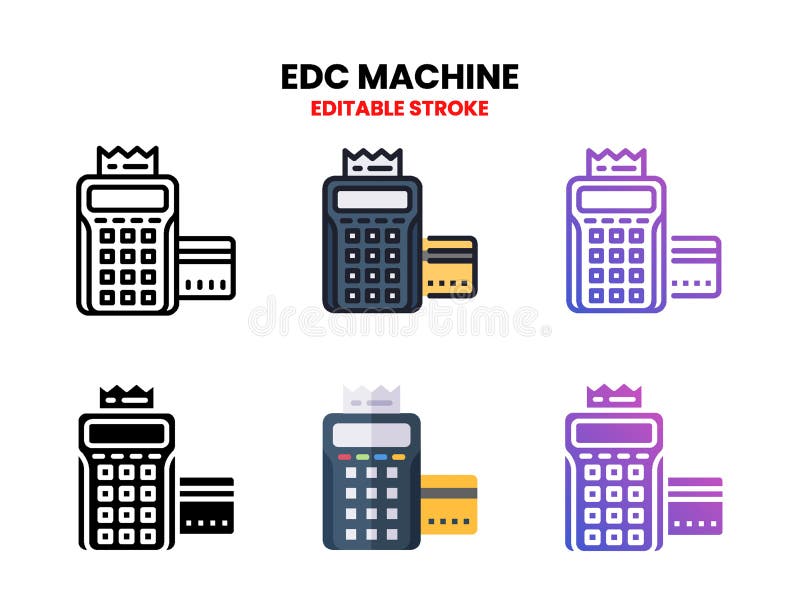 EDC Machine Icon Set with Different Styles. Stock Vector - Illustration ...