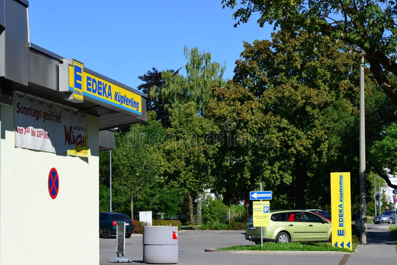 Edeka supermarket editorial stock photo. Image of copyspace - 43279803