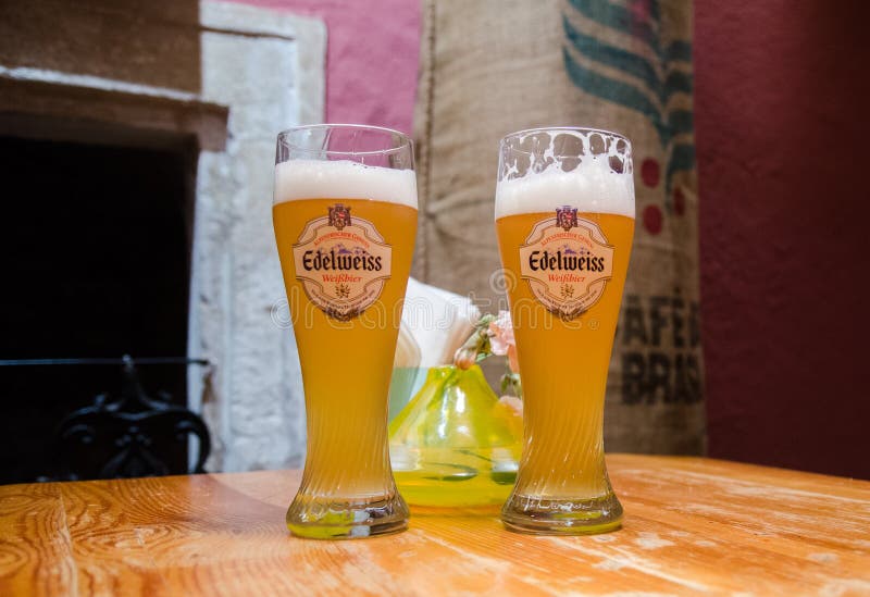 Edelweiss Weissbier in Vienna`s Pub Editorial Stock Image - Image of ...