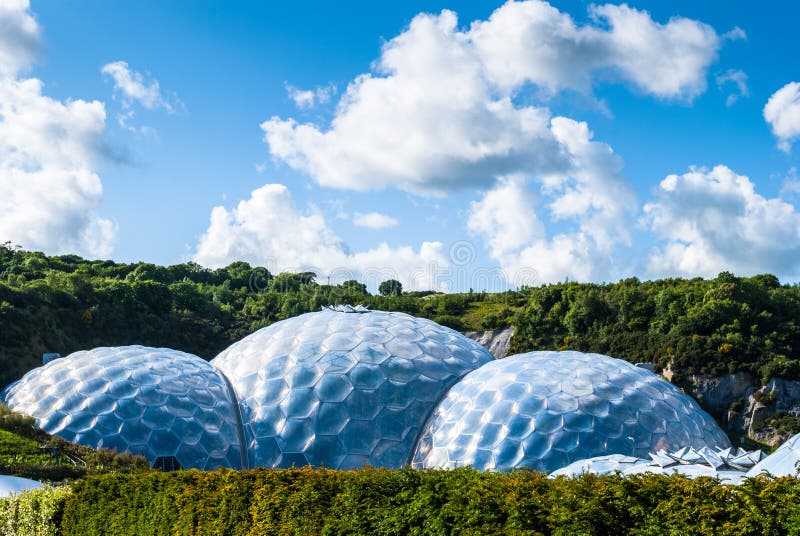 Panoramic View of the Geodesic Biome Domes at the Eden Project ...