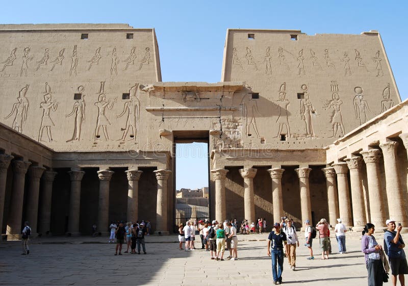 Edfu / Aswan, Egypt - May 10, 2008: the Great Temple of Edfu. Editorial ...