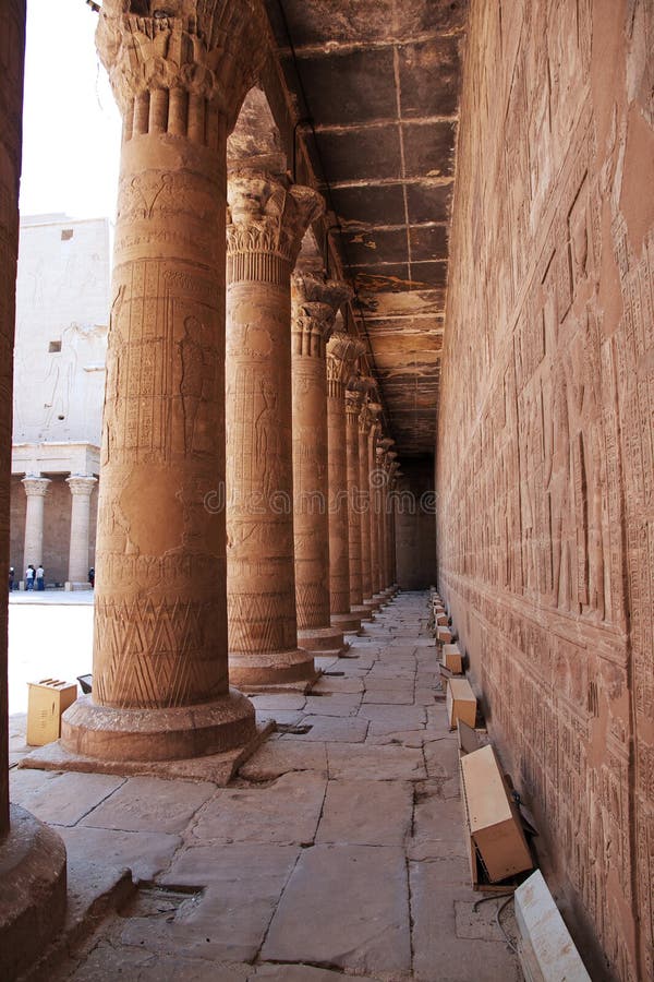 Edfu, Nile River, Egypt - 27 Feb 2017: Edfu Temple on the Nile River in ...