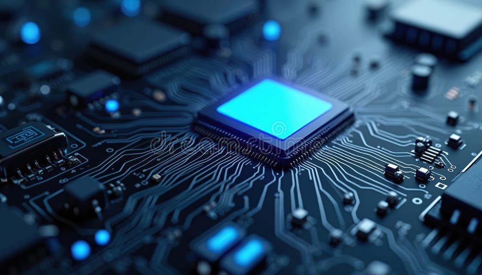 Edge AI Computing Device Close-up, Chip Processors, Circuit Board ...