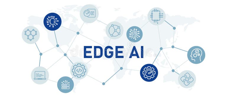 Edge AI Icon Set with Illustration Real Time Connection System ...