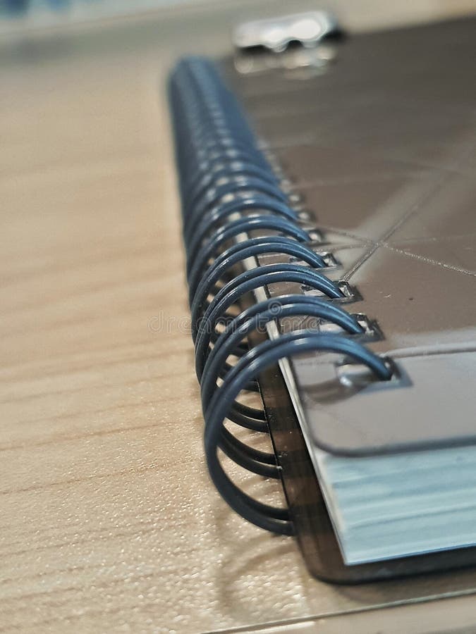 Edge of a Brown Notebook with Spiral Binder Stock Image - Image of edge ...