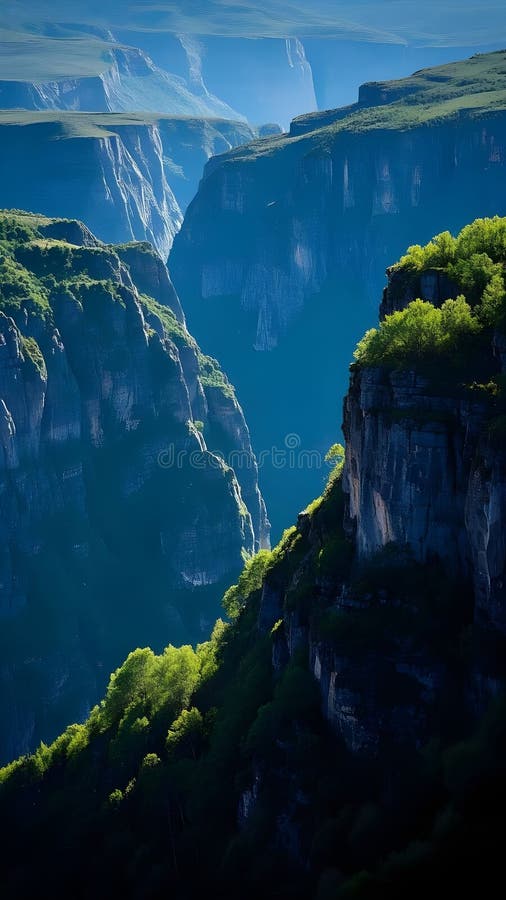 From the Edge of the Cliff, the View Stretches Far and Wide Stock ...