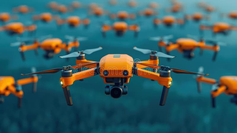Edge Computing Autonomous Drone Swarm Stock Illustration - Illustration ...