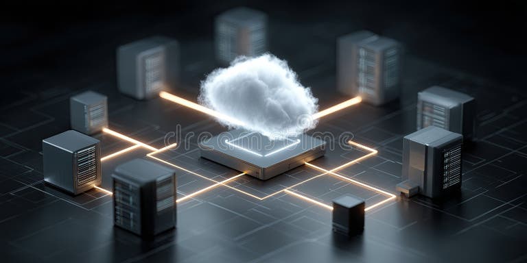 Edge Computing Cloud Server Electronic Device Connection Glowing Network Data Technology. Cloud ...