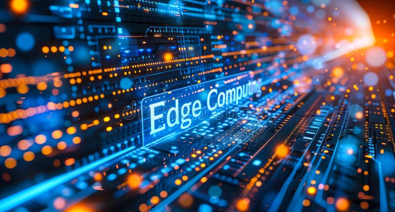 Edge Computing Concept Highlighted on a Motherboard, Illustrating Advanced Data Processing ...
