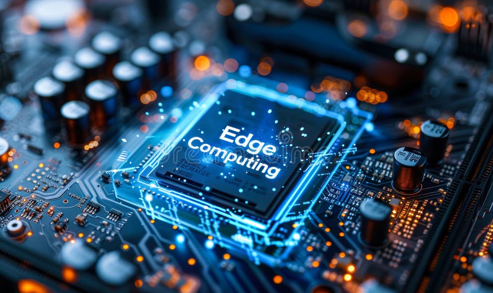 Edge Computing Concept Highlighted on a Motherboard, Illustrating ...