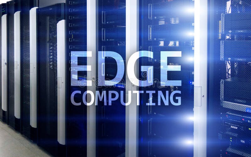 EDGE COMPUTING on Modern Server Room Background. Information Technology ...