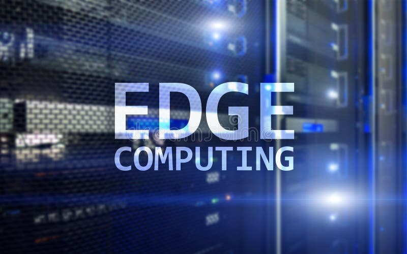 EDGE COMPUTING on Modern Server Room Background. Information Technology ...