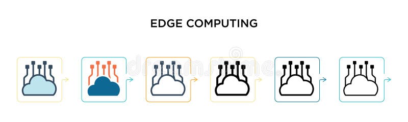 Edge Computing Vector Icon in 6 Different Modern Styles. Black, Two ...