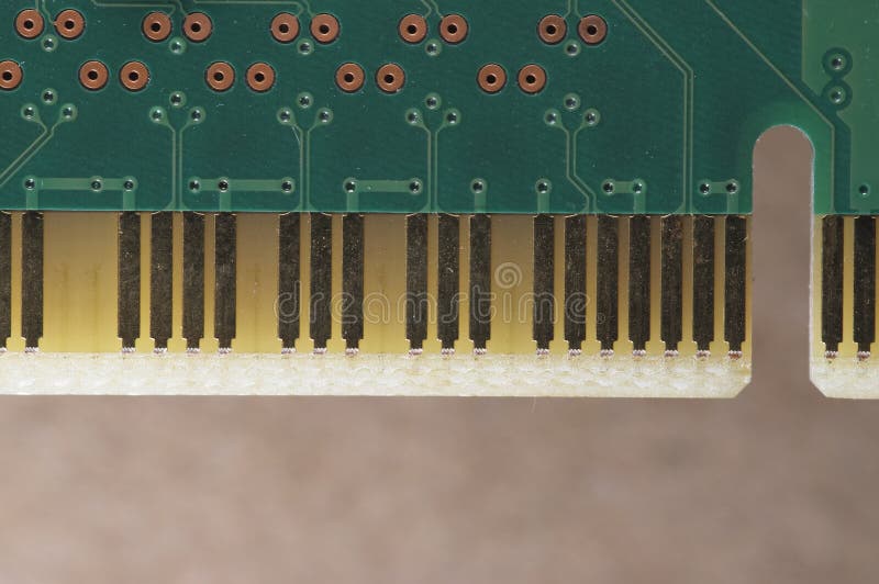 Edge of an Electronic Card with Gold Contacts Stock Image - Image of ...