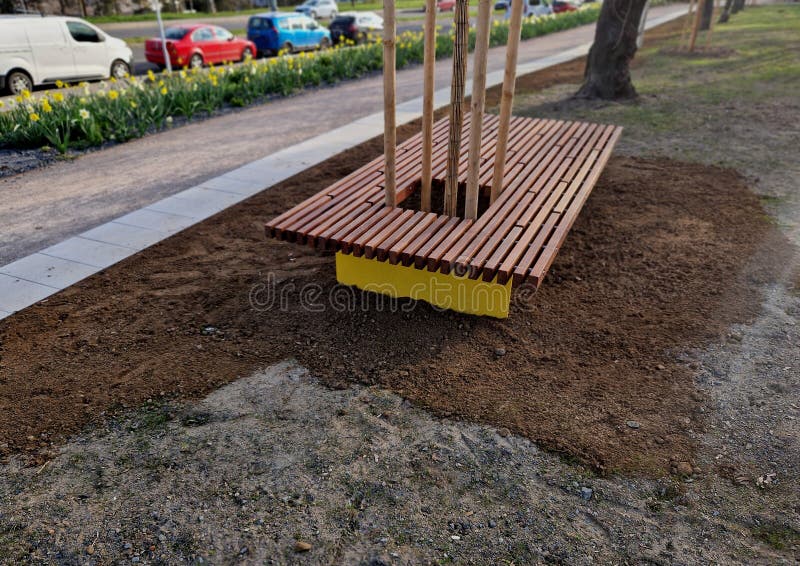 Edge of the Elevated Terrace Overlooking the Park is a Concrete Long ...