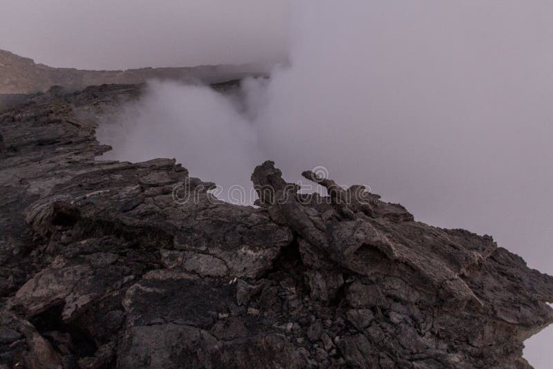 Edge of Erta Ale Volcano Crater in Afar Depression, Ethiop Stock Photo ...