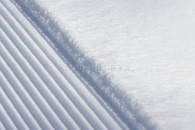 Edge of Flat White Snow Surface and Diagonal Line Grooves Pattern Stock ...