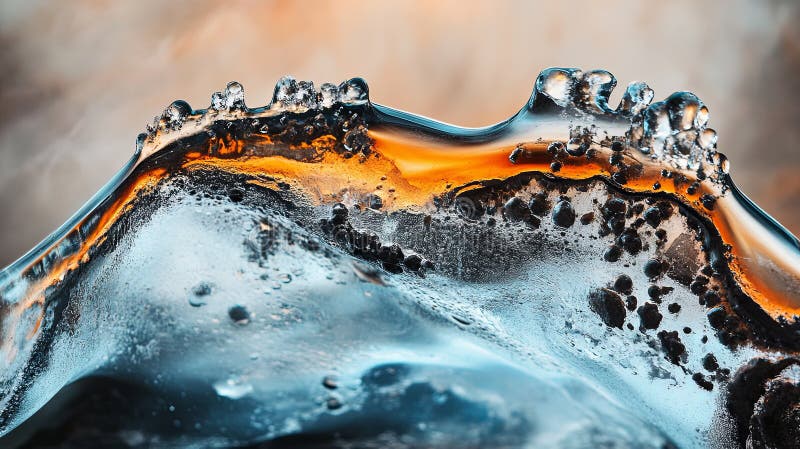 Edge of Ice Touching Warm Glaze, Temperature Tension in Frame. Stock ...