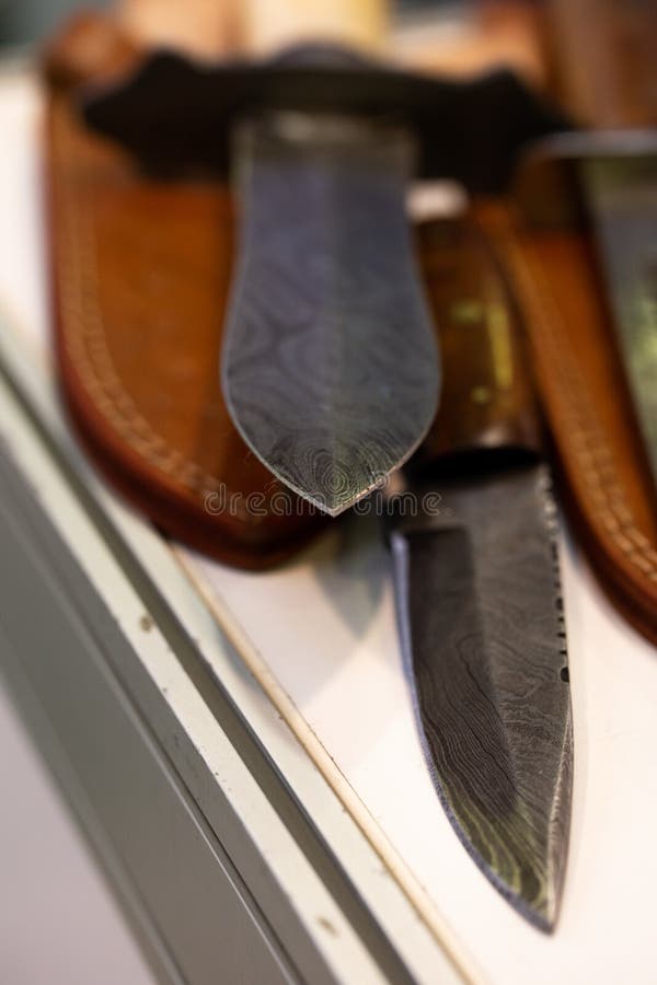 The Edge of Knives. Handmade Steel Knives Stock Image - Image of ...