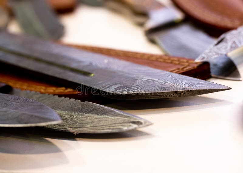The Edge of Knives. Handmade Steel Knives Stock Image - Image of ...