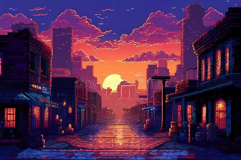 Edge Lighting Pixel Art an Edge Lit Scene Transformed into Pixel Stock ...