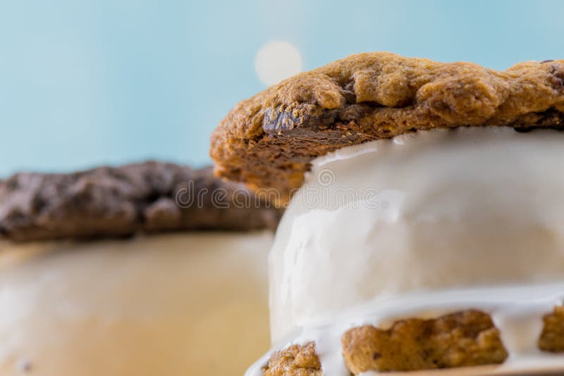 Edge of Melting Ice Cream Sandwich Stock Image - Image of space, snack ...