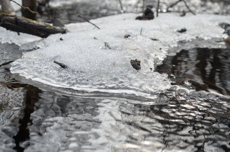 Edge of Melting Ice by the Stream. Stock Photo - Image of frost, bright ...