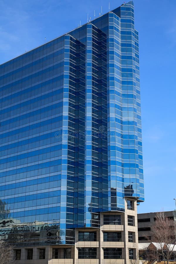 Edge of Modern Blue Glass Office Tower Stock Photo - Image of ...