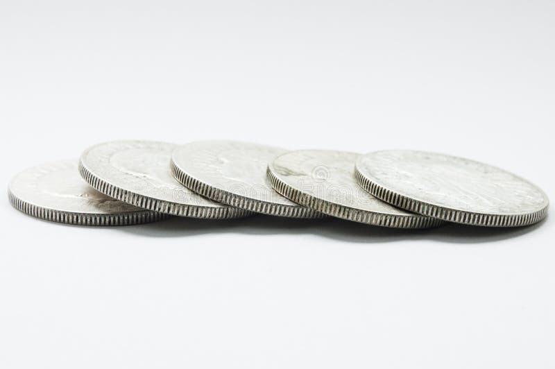 Edge of Old Silver Russian Coin on White Background Stock Image - Image ...