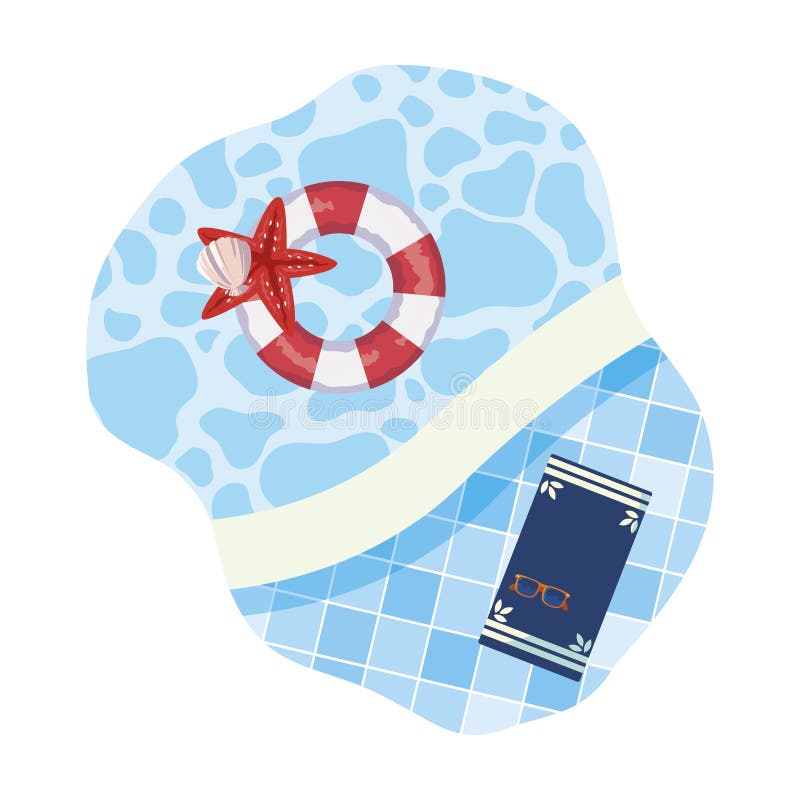 Edge of Pool with Float and Towel Scene Stock Illustration ...