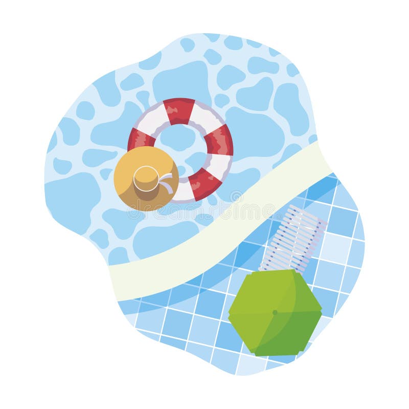 Edge of Pool with Float and Umbrella Scene Stock Illustration ...