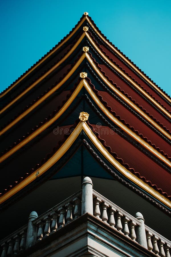 Red pagoda roof stock image. Image of design, beautiful - 169444767
