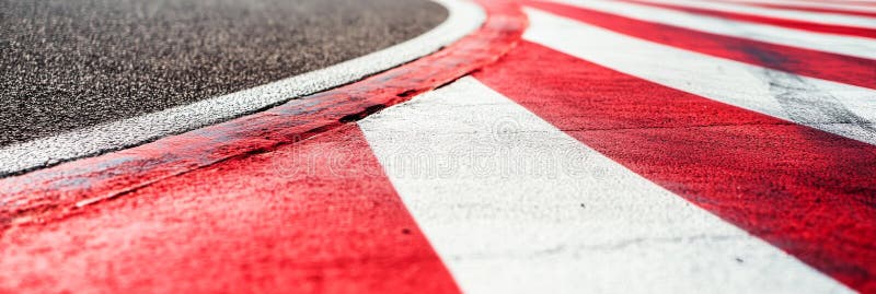 An Edge of a Sharp Turn is Marked with Red and White Lines. Stock Photo ...