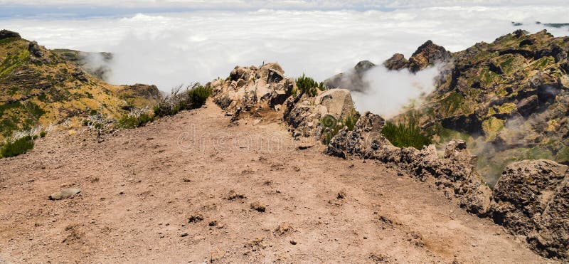 Edge of Steep, Being Above Clouds, in the Mountains of Madeira Stock ...