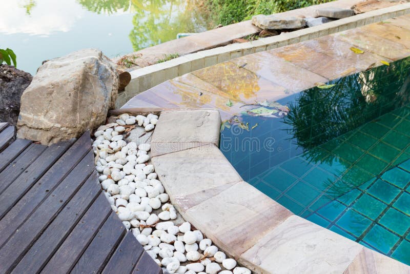 Edge of the Swimming Pool Decorating with White Stone Stock Image ...