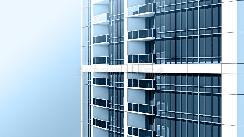 Edge of a Tall Building with Balconies Close Up Stock Illustration ...