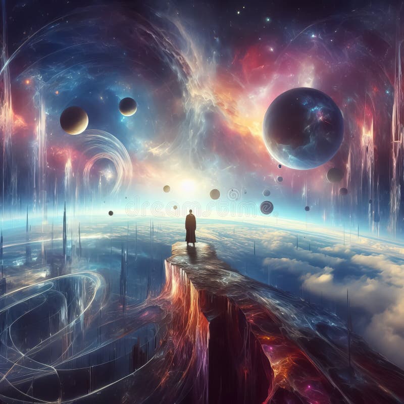 At the Edge of Universe. Surreal Mystical Fantasy Artwork Stock ...