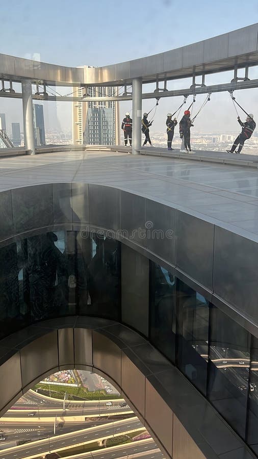 Edge Walk at Address Sky Views Observatory in Dubai, UAE Stock Photo ...