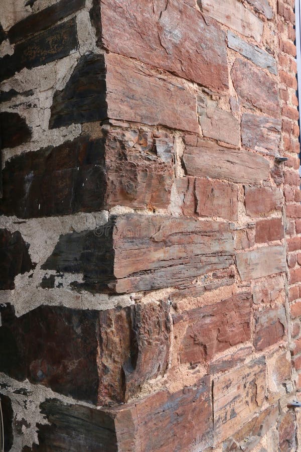 Edge of a Wall on an Old Brick Building, with Closeup of Brick and ...