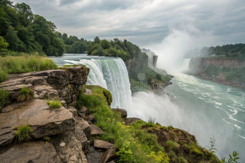 Edge of Waterfall Scenic Nature View Stock Illustration - Illustration ...