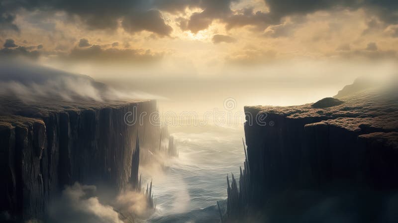 At the Edge of the World. Surreal Mystical Fantasy Artwork Stock ...