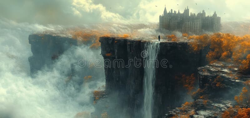 At the Edge of the World. Surreal Mystical Fantasy Artwork Stock ...