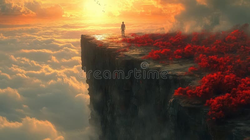 At the Edge of the World. Surreal Mystical Fantasy Artwork Stock ...